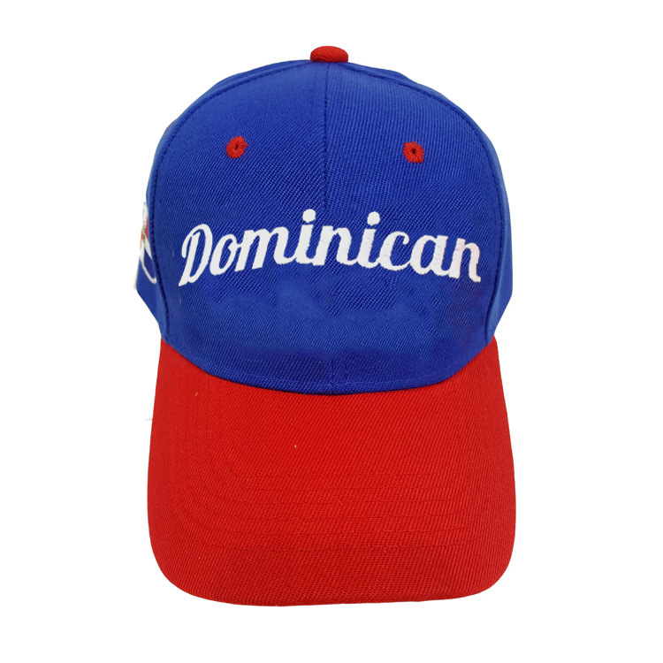 Custom Embroidery Logo Red Blue Color Dominican Republic Souvenir Beach ...